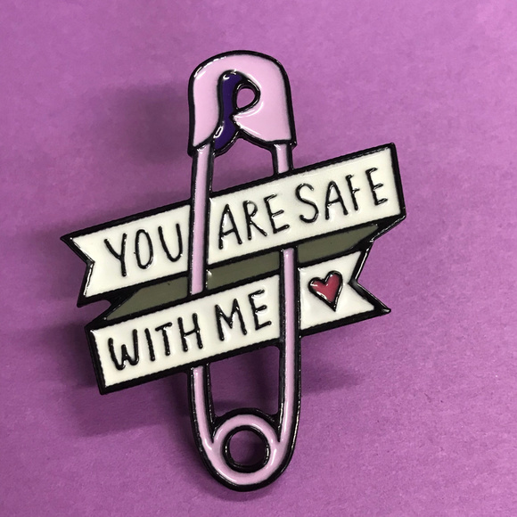 Jewelry | You Are Safe With Me Safety Pin Enamel Pin Brooch | Poshmark